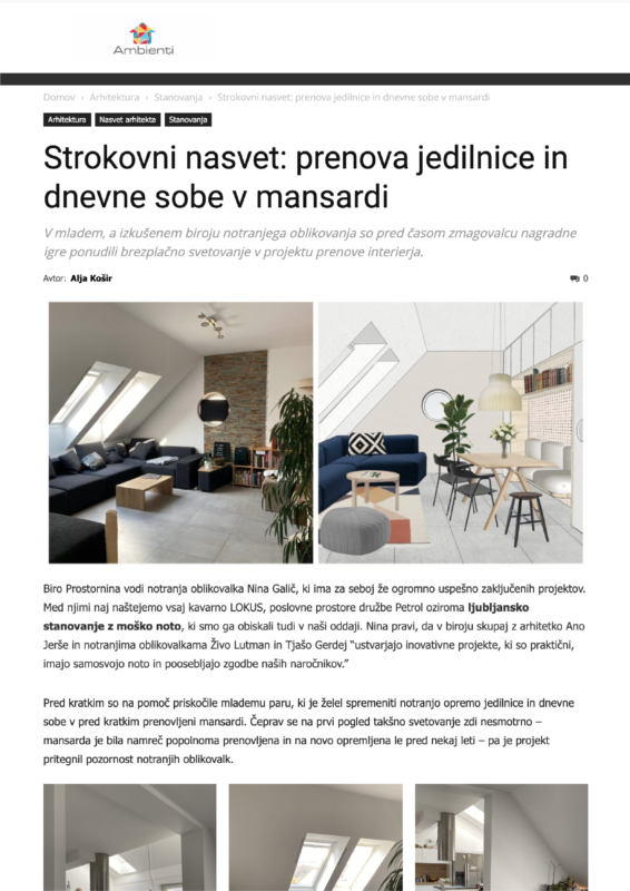 Interior advice | Prostornina | Notranje oblikovanje